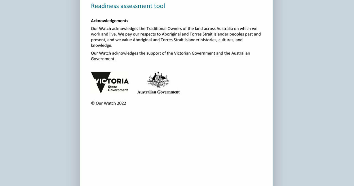 Our Watch | Readiness assessment tool
